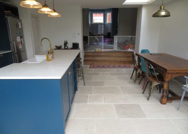 Limestone is proving more and more popular for a stone kitchen floor