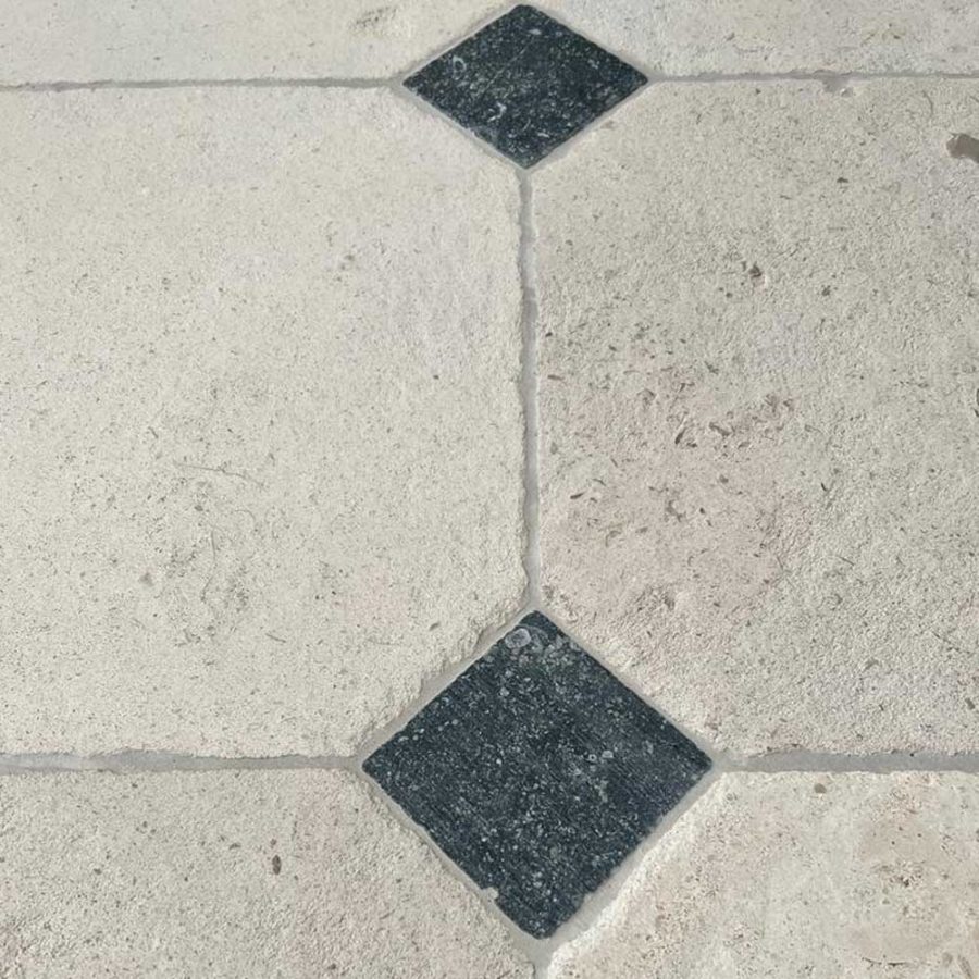 French white antiqued limestone octagon floor - Natural Stone Consulting