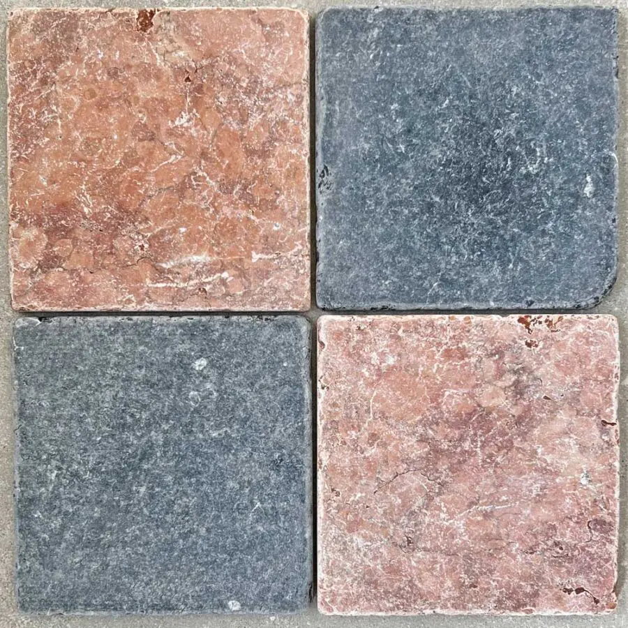 Verona rosso tumbled marble tiles - Natural Stone Consulting