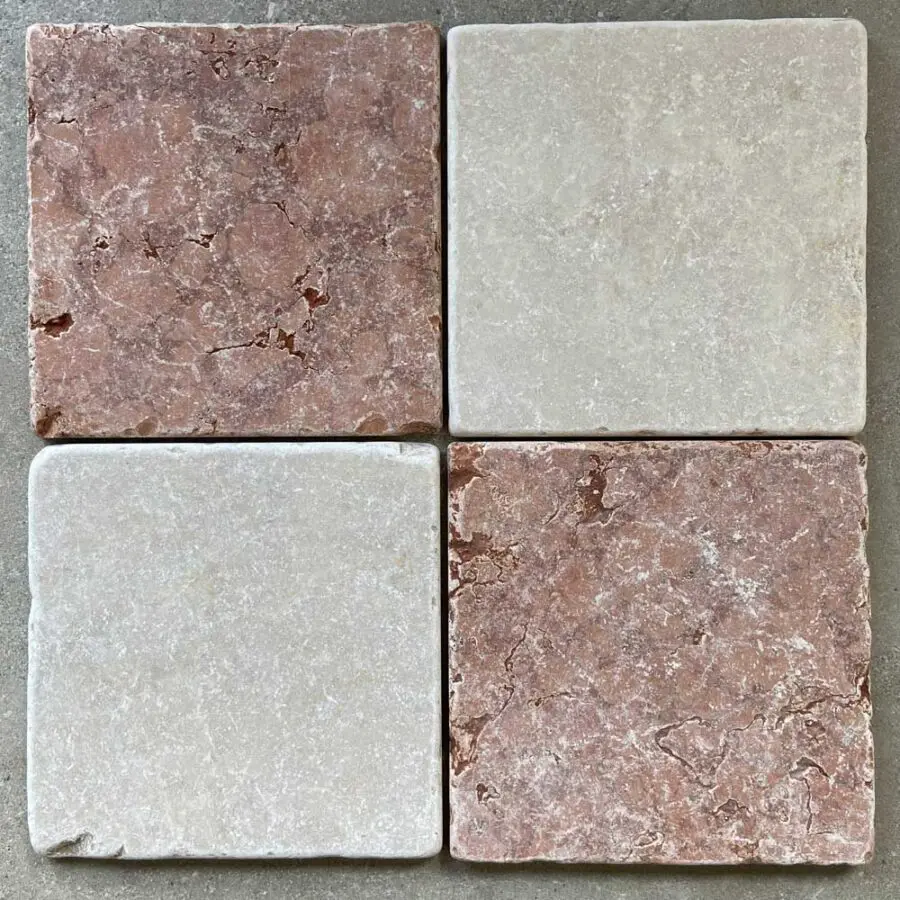 Verona rosso tumbled marble tiles - Natural Stone Consulting